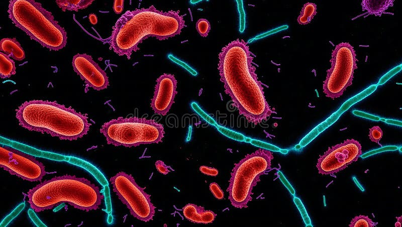 Microbial Universe: a Dynamic Tapestry of Life Stock Illustration ...