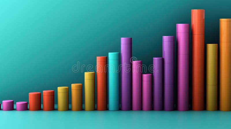 Colorful 3D Rendered Quarterly Profit Margin Chart Displays Growth ...