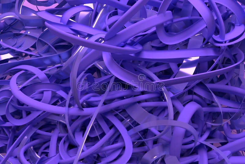 Colorful 3D Rendering. Abstract CGI Composition, Bunch of Messy String ...