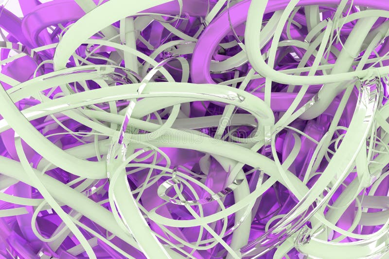 Colorful 3D Rendering. Abstract CGI Composition, Bunch of Messy String ...