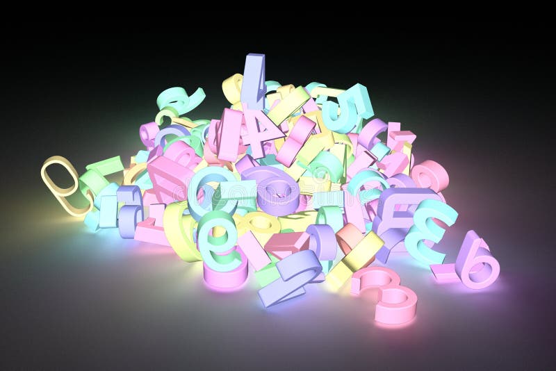 Colorful 3D Rendering. Background Abstract CGI Typography, Character ...