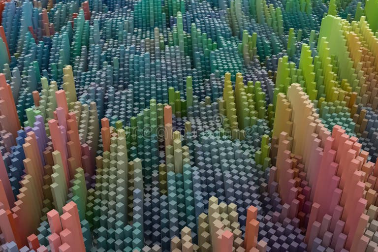 Colorful 3D Rendering. Background Abstract Shape Composition, Ge Stock ...