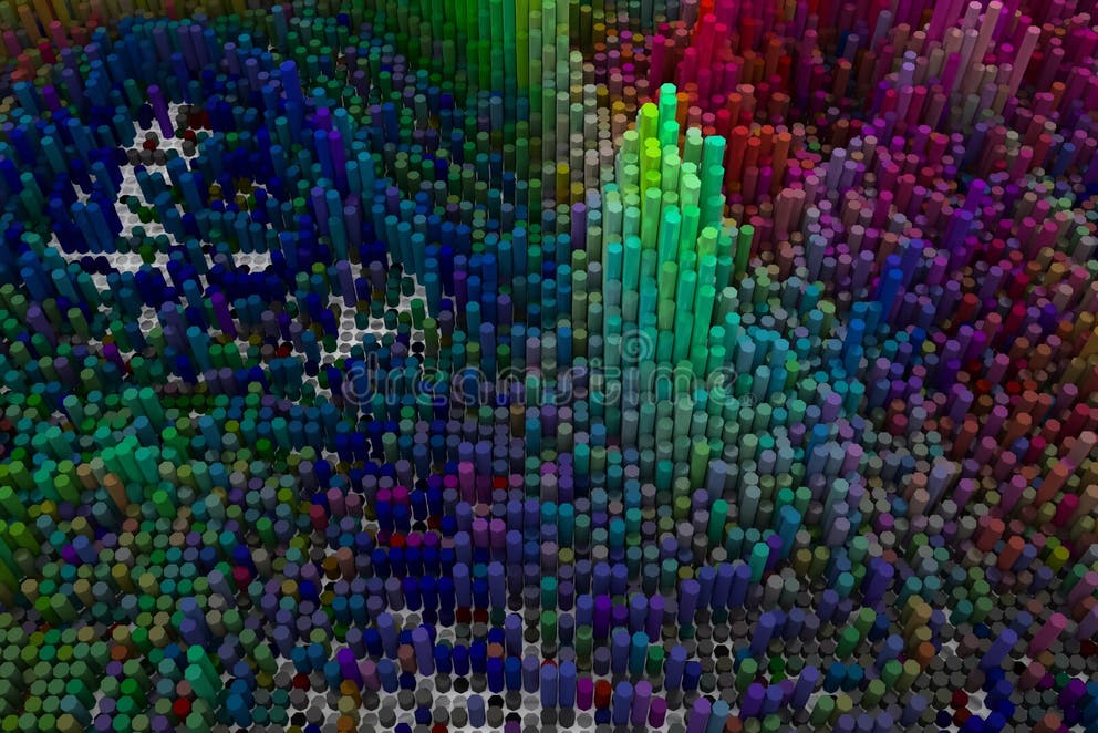 Colorful 3D Rendering. Background Abstract Shape Composition, Ge Stock ...