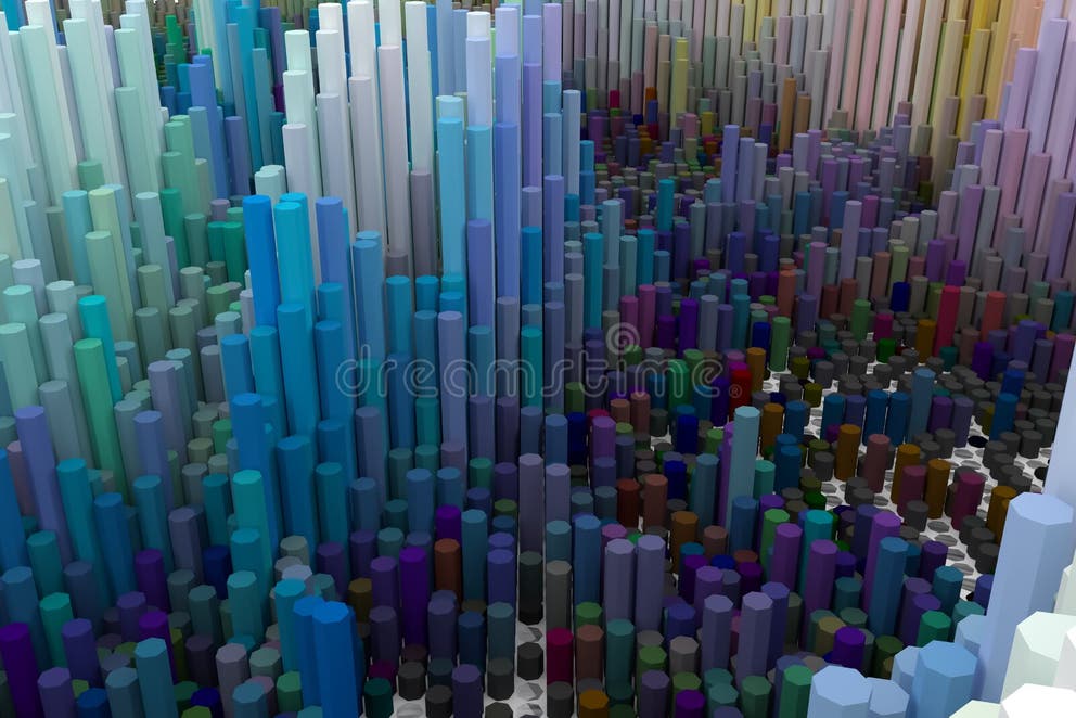 Colorful 3D Rendering. Background Abstract Shape Composition, Ge Stock ...