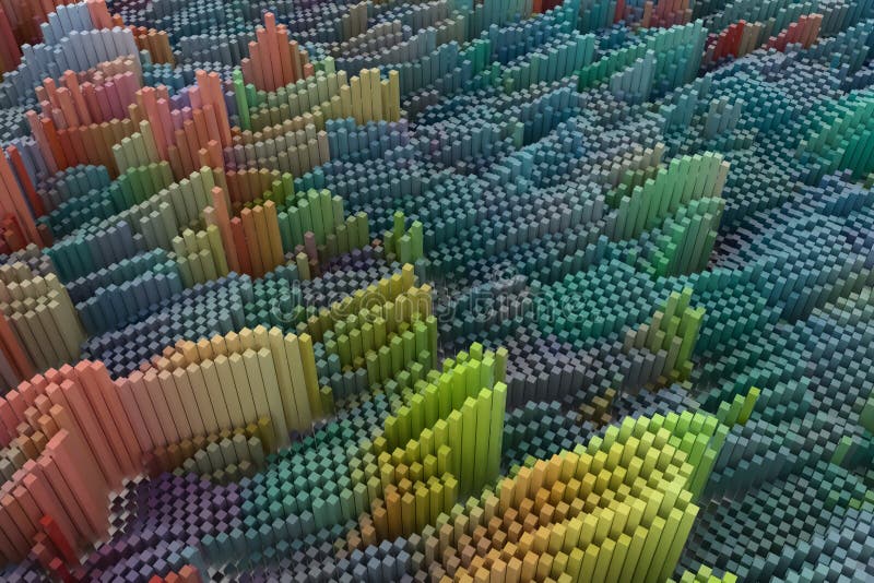 Colorful 3D Rendering. Abstract Shape Composition, Geometric Structure ...