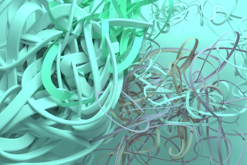Colorful 3D Rendering. Bunch of Messy String Geometric. for Graphic ...