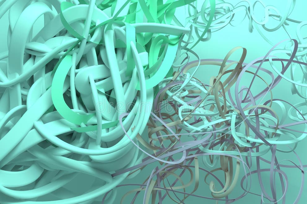 Colorful 3D Rendering. Bunch of Messy String Geometric. for Graphic ...