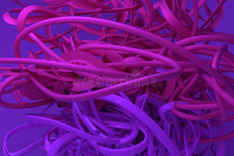 Colorful 3D Rendering. Bunch of Messy String Geometric. for Graphic ...