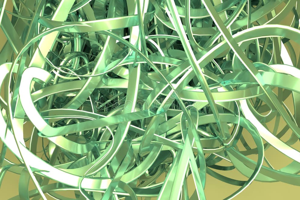 Colorful 3D Rendering. CGI Composition, Bunch of Messy String ...