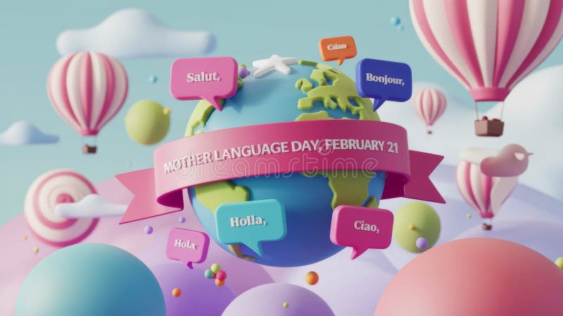 3D Globe with Hot Air Balloons and Greetings for International Mother ...