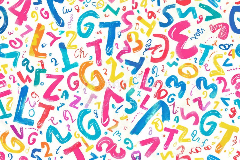 Colorful 3D Rendering of a Jumbled Mess of Numbers and Letters Stock ...