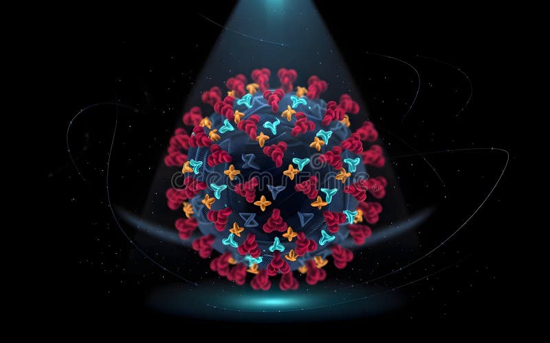 Colorful 3D Rendering of a Virus with Spiked Surface. Stock ...