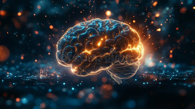 Vibrant Digital Representation Brain Glowing Connections Cosmic ...