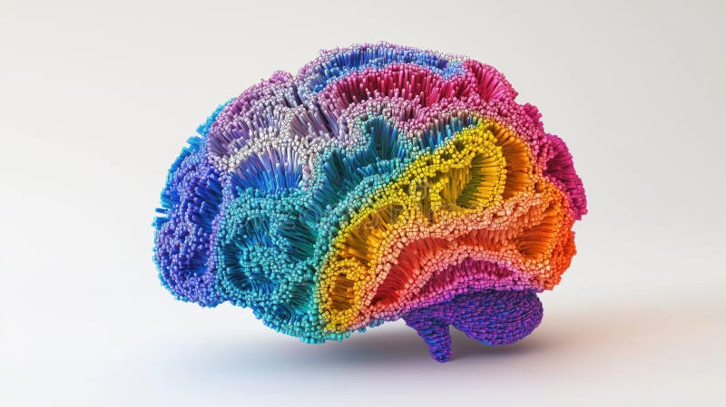 Colorful 3D Representation of a Brain Showcasing Neural Connections and ...