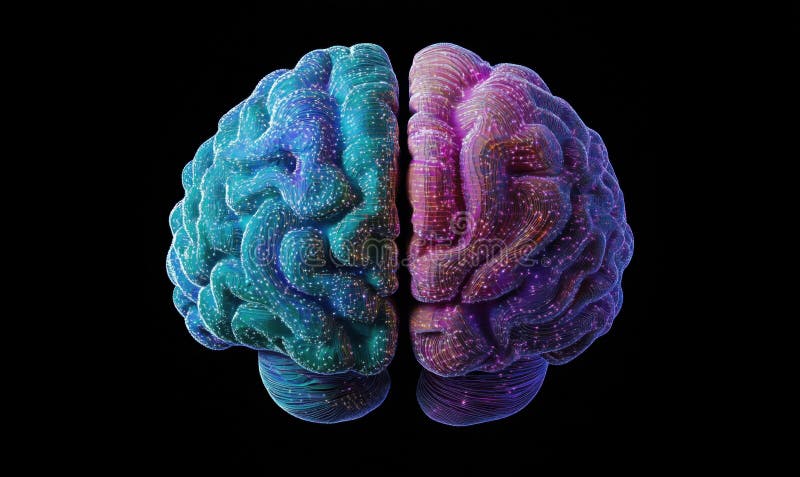 Colorful 3D Representation of a Human Brain Showcasing Left and Right ...