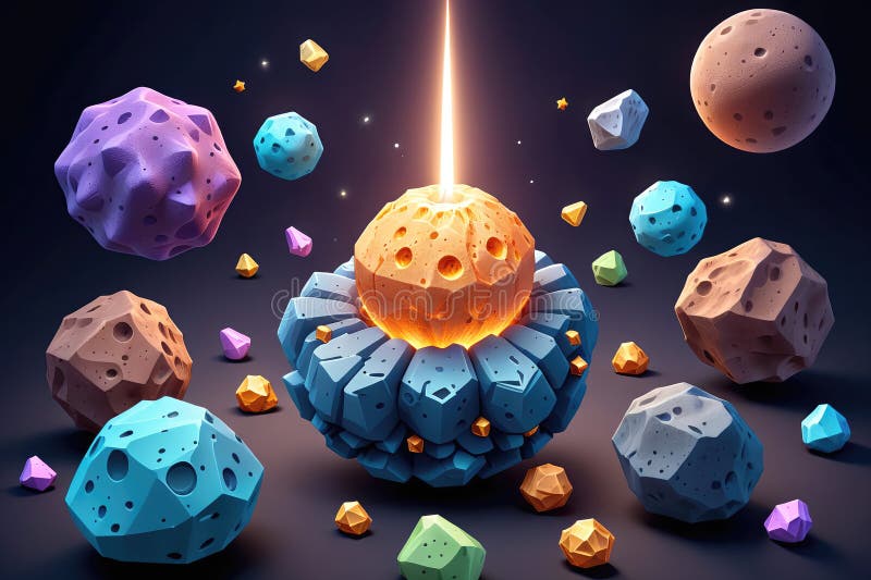 Colorful 3D Representation of Planets and Asteroids in a Cosmic Setting ...