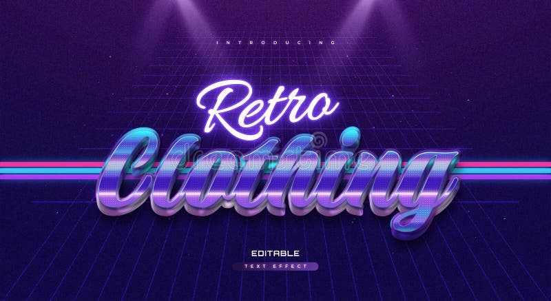 Colorful 3D 80s Retro Text Effect with Glowing Neon Effect Stock Vector ...