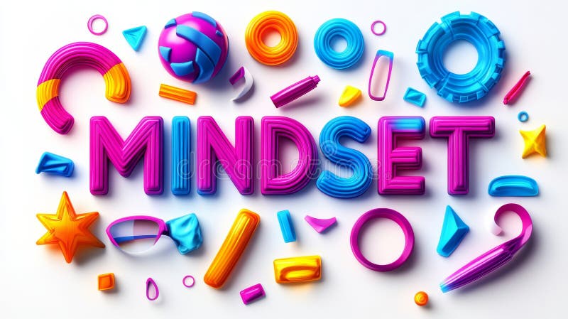 Colorful 3D Shapes and the Word MINDSET on White Background Concept of ...