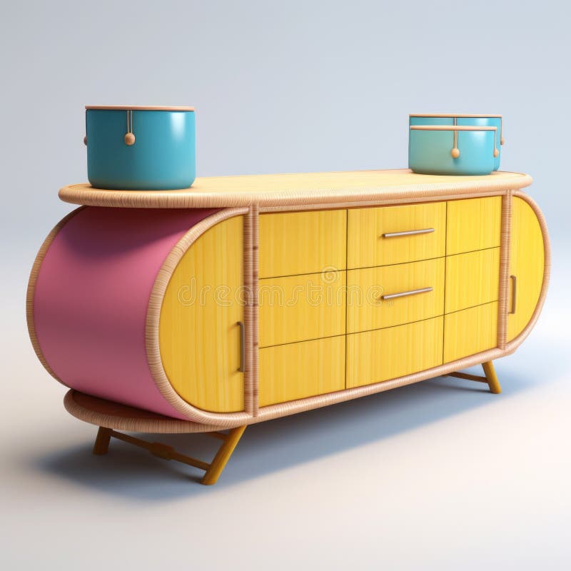 Colorful 3d Sideboard with Tan and Blue Box - Postwar Avant-garde ...