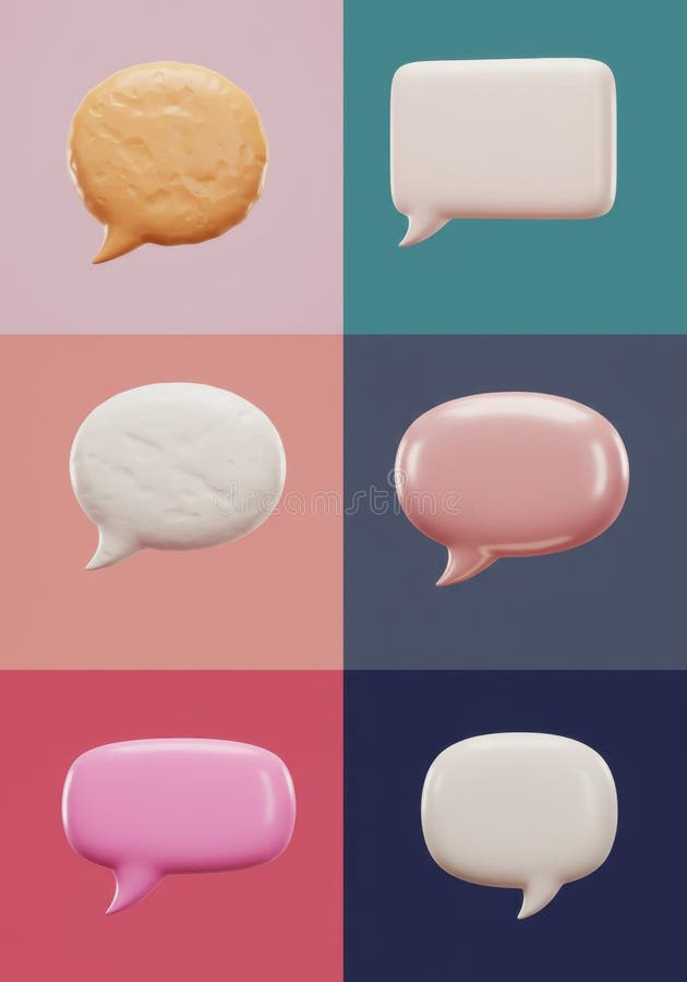 Colorful 3D Speech Bubbles on Pastel Background Stock Illustration ...