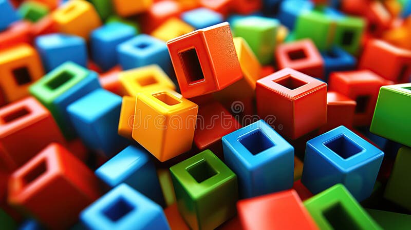 Colorful, 3D, Stacked Blocks with Holes Stock Illustration ...