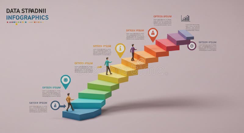 Colorful 3D Staircase Infographic Displaying Progression in Stages ...