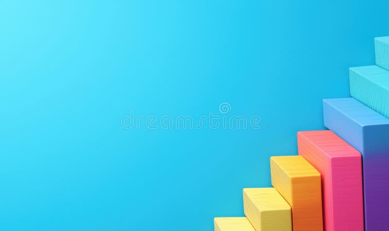 Colorful 3D Steps on Blue Background for Creative Design and ...