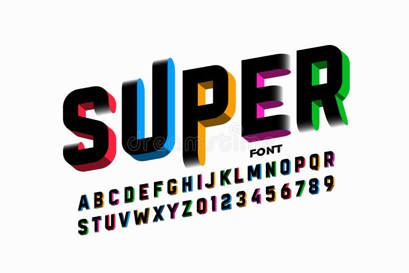 Colorful 3d Style Font Design Stock Vector - Illustration of letter ...