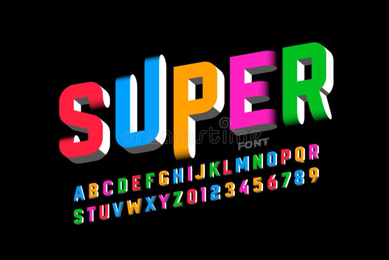 Colorful 3d Style Font Design Stock Vector - Illustration of retro ...