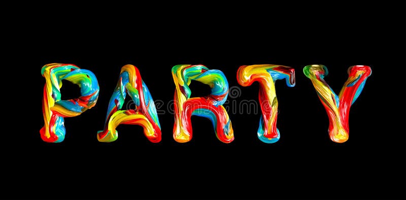 Colorful 3d text party. stock vector. Illustration of colourful - 113729094