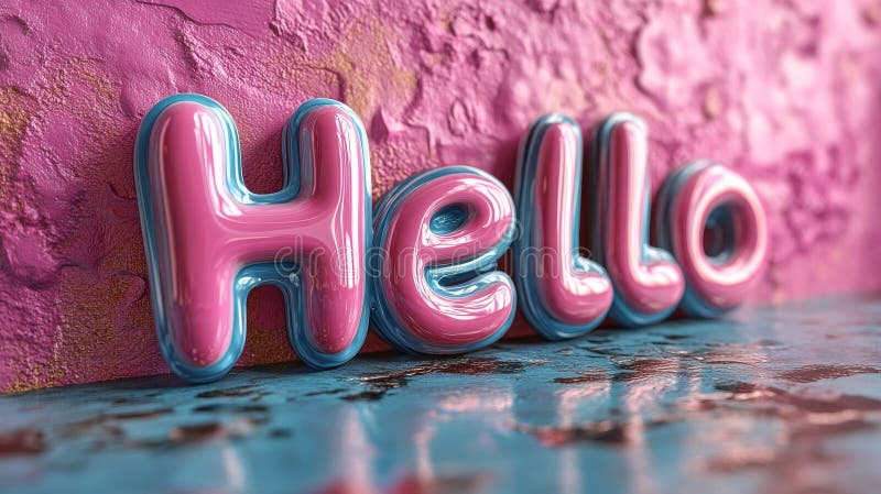 Colorful 3d Text Saying Hello on a Pink Textured Wall Stock Photo ...