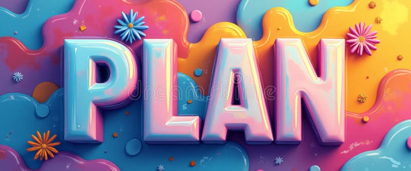 Colorful 3D Text Spelling PLAN Against a Vibrant Abstract Background ...