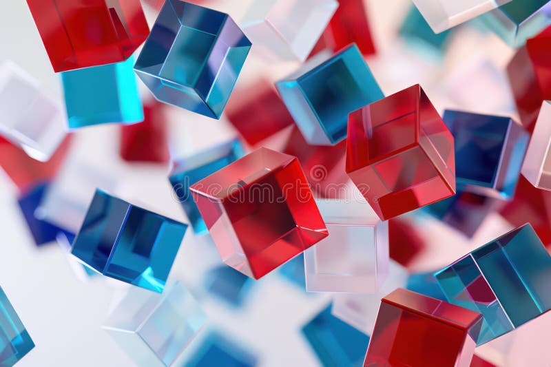 Colorful 3D Transparent Cubes Floating in Abstract Background for ...