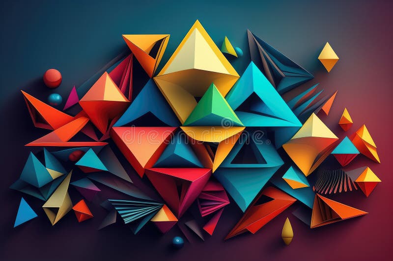 Colorful 3D Triangle Prism with Overlapping Layers Stock Illustration ...