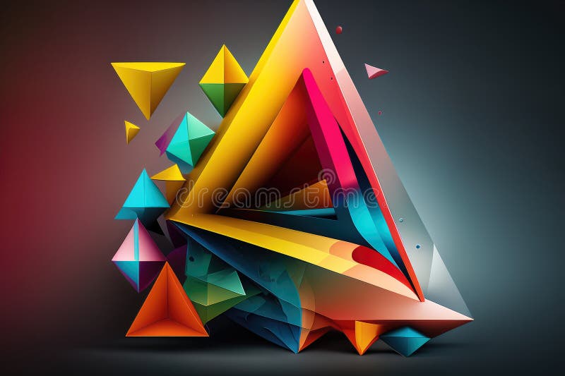 Colorful 3D Triangle Prism with Overlapping Layers Stock Illustration ...