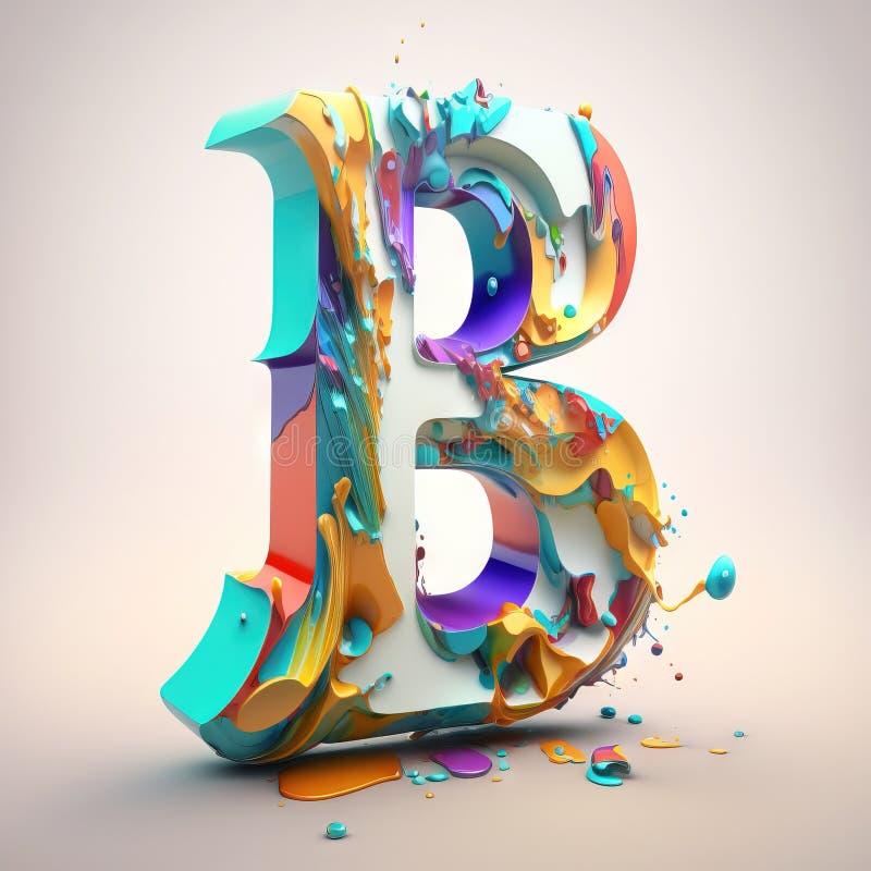 A Colorful 3d Type of Font with a Splash of Paint on the Letter B and ...