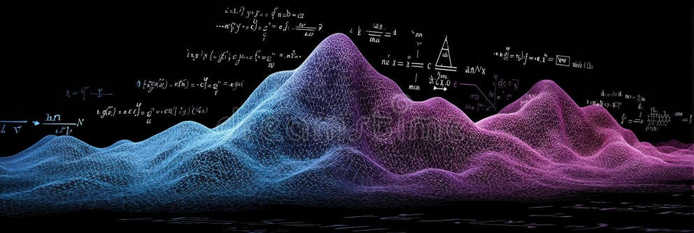Colorful 3D Visual Representation of Mathematical Equations Showcasing Data Analysis and ...