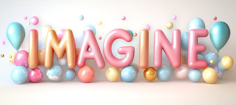 Colorful 3D Word Imagine Made of Balloons with Smaller Multicolored ...