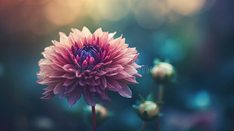 Colorful Dahlia Flower in the Garden with Vintage Filter Effect Stock ...