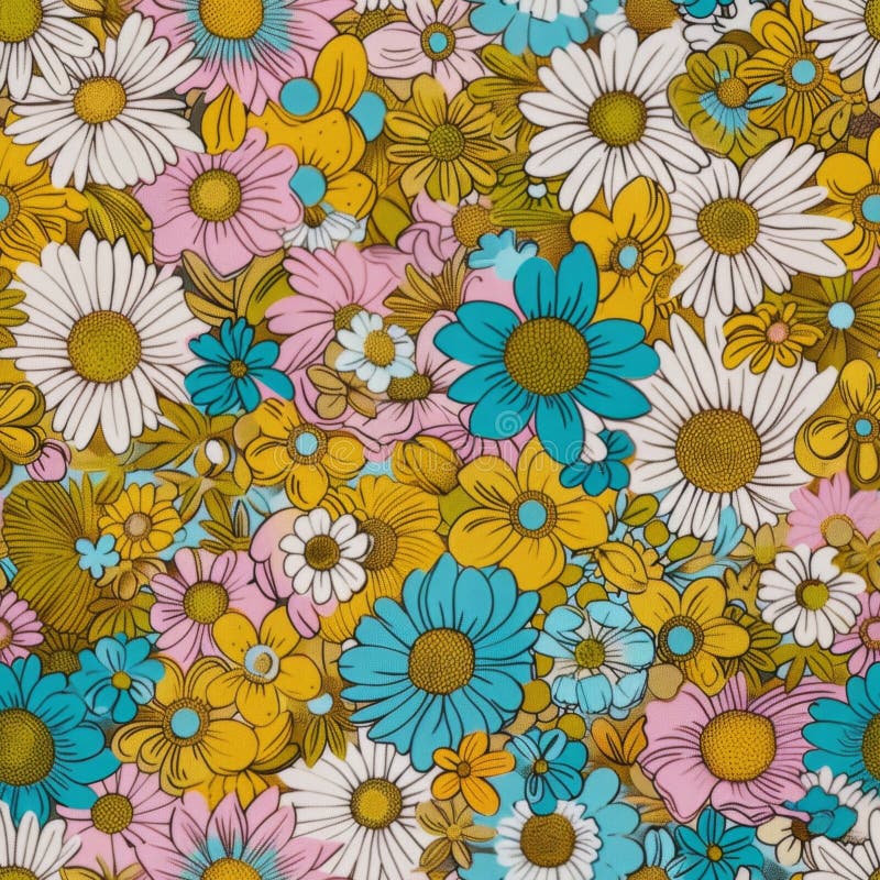 Colorful Daisy Delight: Vibrant Flower Pattern Background Stock Photo ...