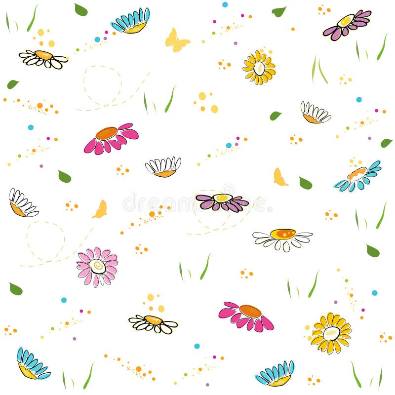 Daisy Field Outline Sketch Hand Drawing,Daisy Wallpaper Background ...