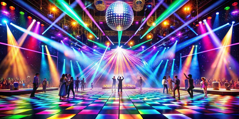 Colorful Dance Floor and Music Stage Stock Illustration - Illustration ...