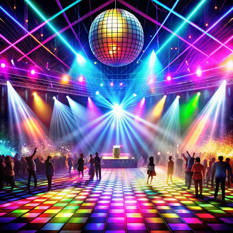 Colorful Dance Floor and Music Stage Stock Illustration - Illustration ...