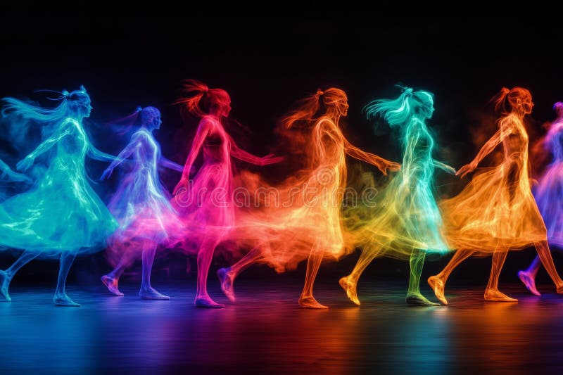 Colorful Dancers in Motion Create a Vibrant Display of Light and ...