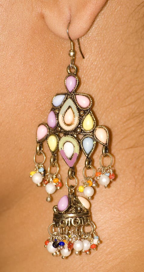 Colorful Dangling Ear Ornament Stock Image - Image of beads, ring: 15978149