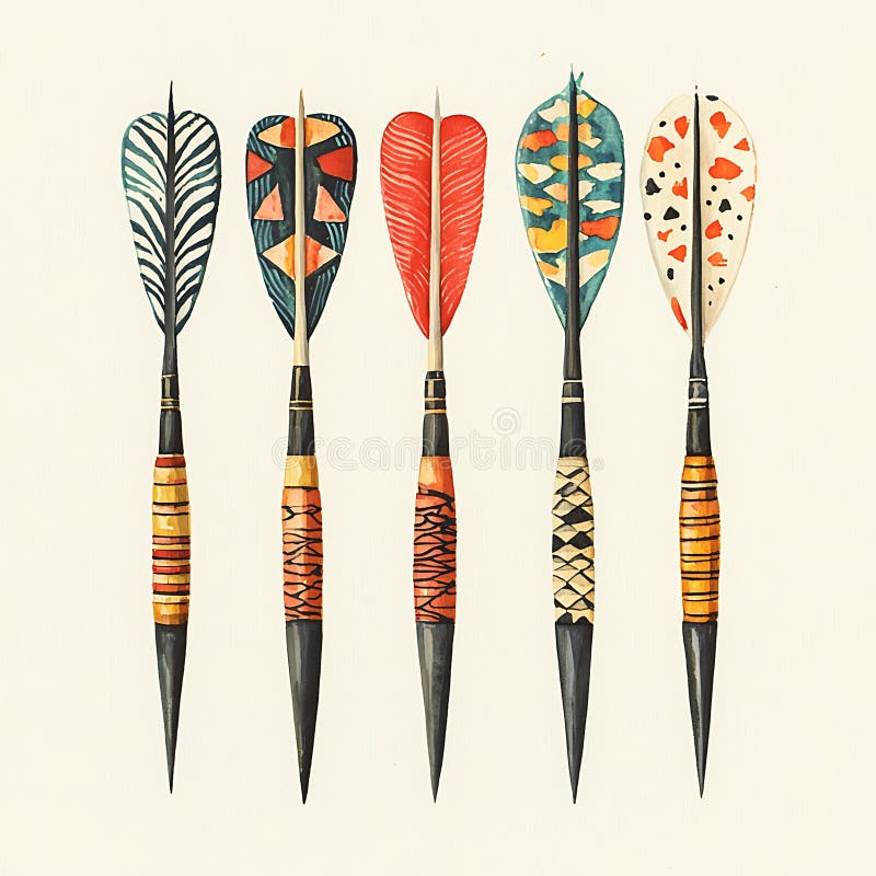Colorful Darts Ready for a Game of Skill and Fun Stock Illustration ...
