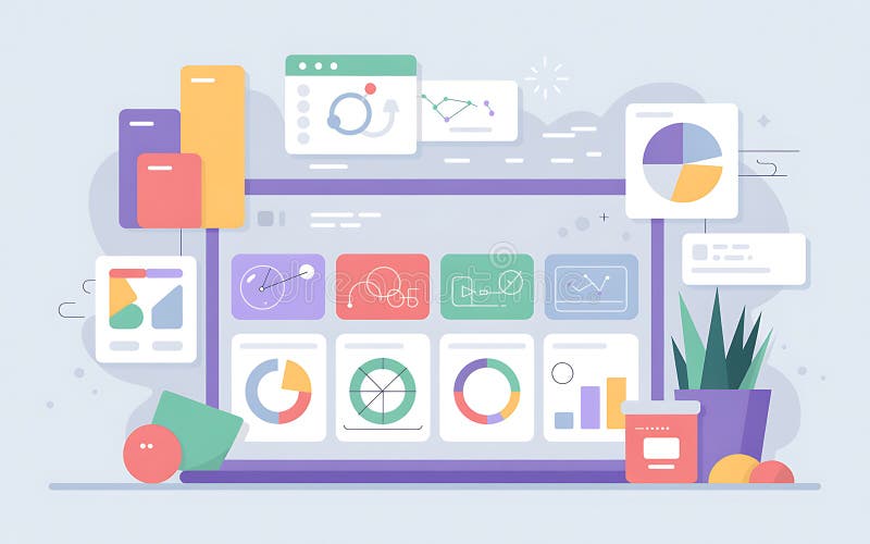Colorful Dashboard Interface Design Displaying Business Data Analytics ...
