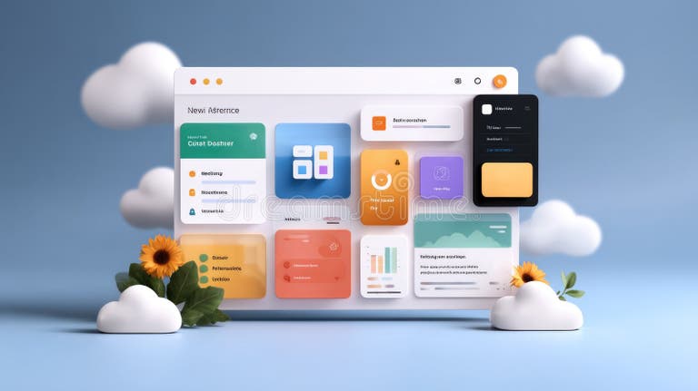 Colorful Dashboard Interface: a Modern, 3D Web Design Stock ...