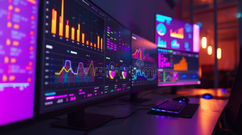 Colorful Data Analytics Dashboard Generative Ai Stock Illustration