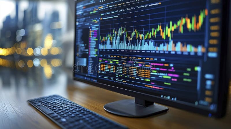 Colorful Data Analytics Interface on Screen Stock Illustration ...